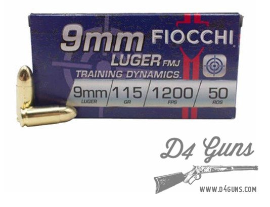 Fiocchi Training Dynamics 9mm 115gr FMJ 50 Rounds 76234400162300 | D4 Guns