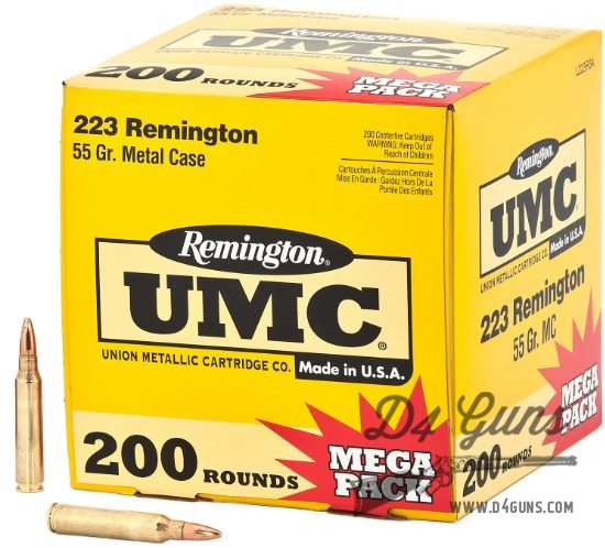 Remington UMC .223 Remington 55gr FMJ 200 Rounds L223R3A 047700398105 ...