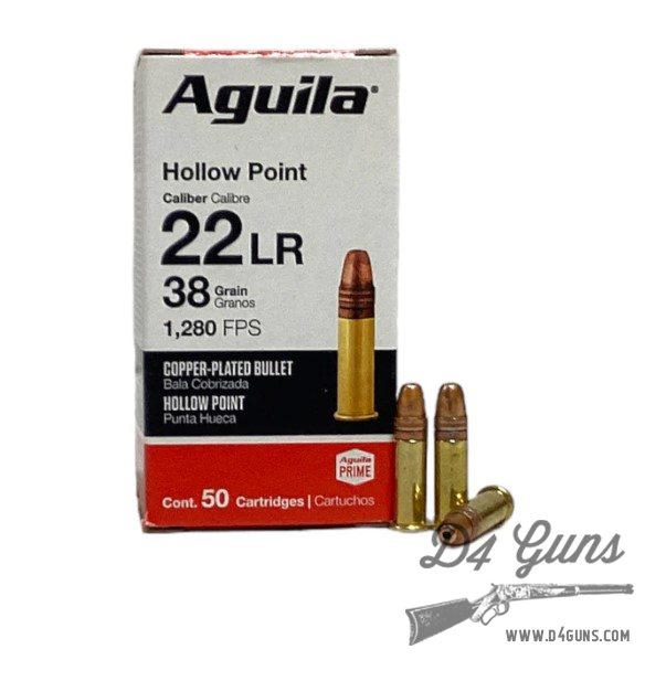 Aguila .22 LR 38gr Copper Plated Hollow Point 50 Rounds 640420001036 ...
