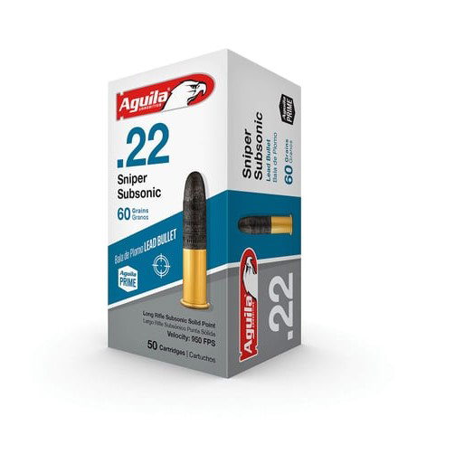 Aguila Sniper Subsonic Solid Point .22 LR 60gr 50 Rounds 640420001357 ...