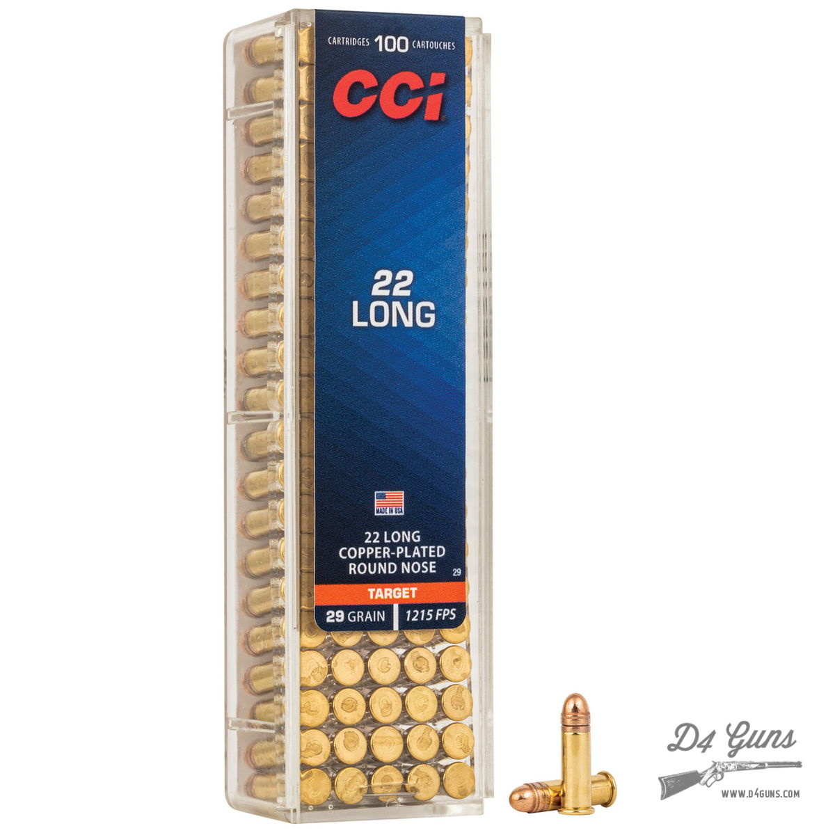 CCI .22 Long 29GR Copper Plated Round Nose 100 Rounds 0029 076683000293 ...