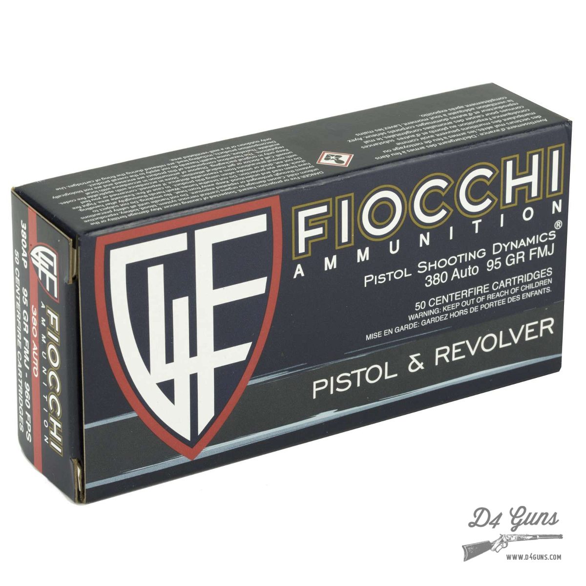 Fiocchi .380 Auto/ACP - Brass - 95gr - 50 Rounds - FMJ - 380AP - Pistol ...