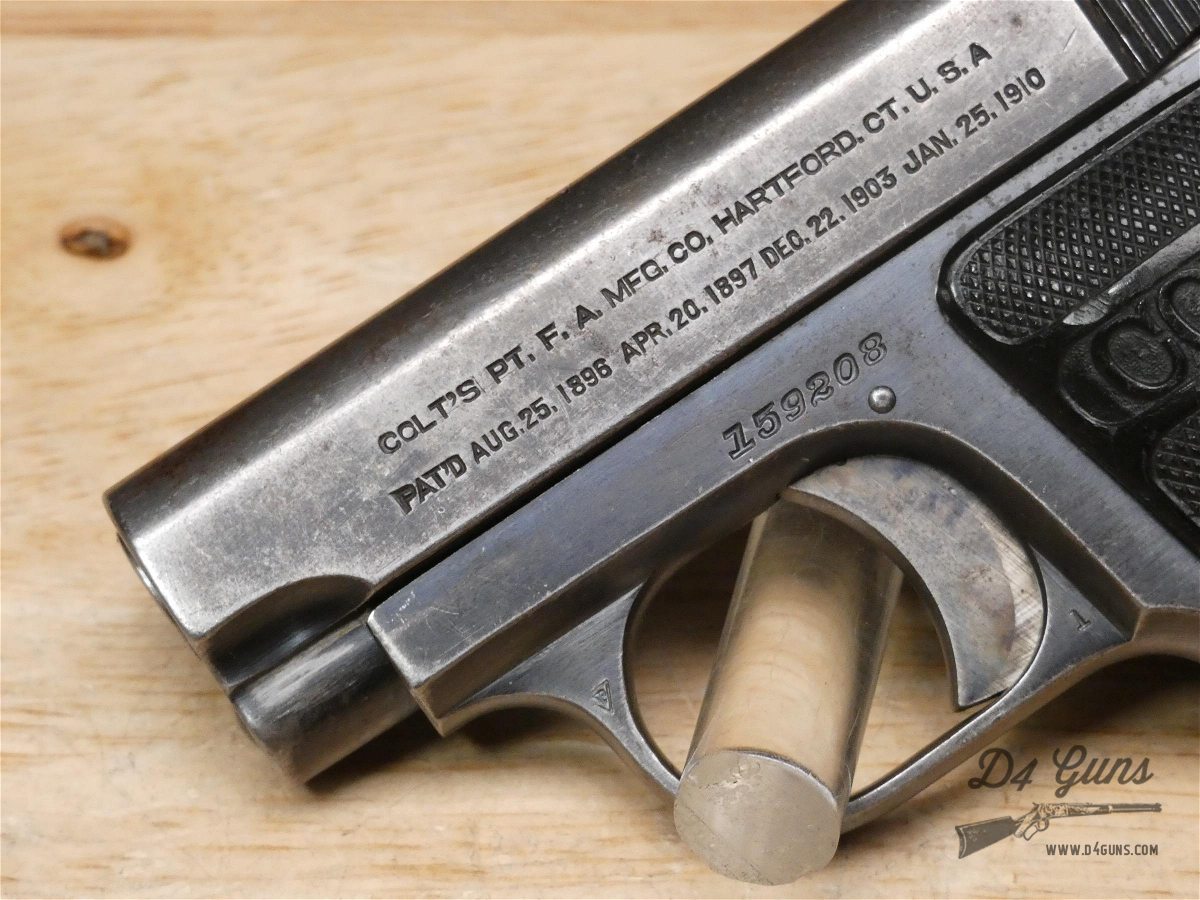 Colt M1908 Hammerless Vest Pocket - .25 ACP - MFG 1917 - Little Pow ...
