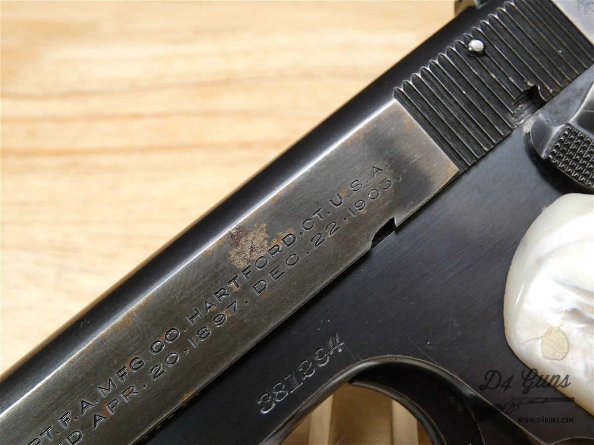 Colt M1903 Pocket Hammerless - .32 ACP - W/ Extra Grips + Mag - Mfg ...
