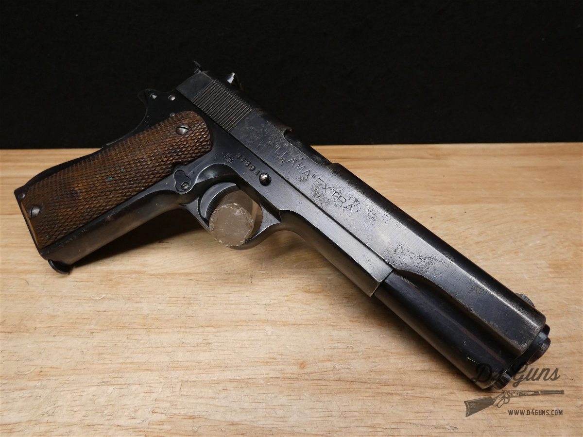 Llama VII Extra - 9mm Largo - Spanish 1911 Long Slide - Leather Holster ...
