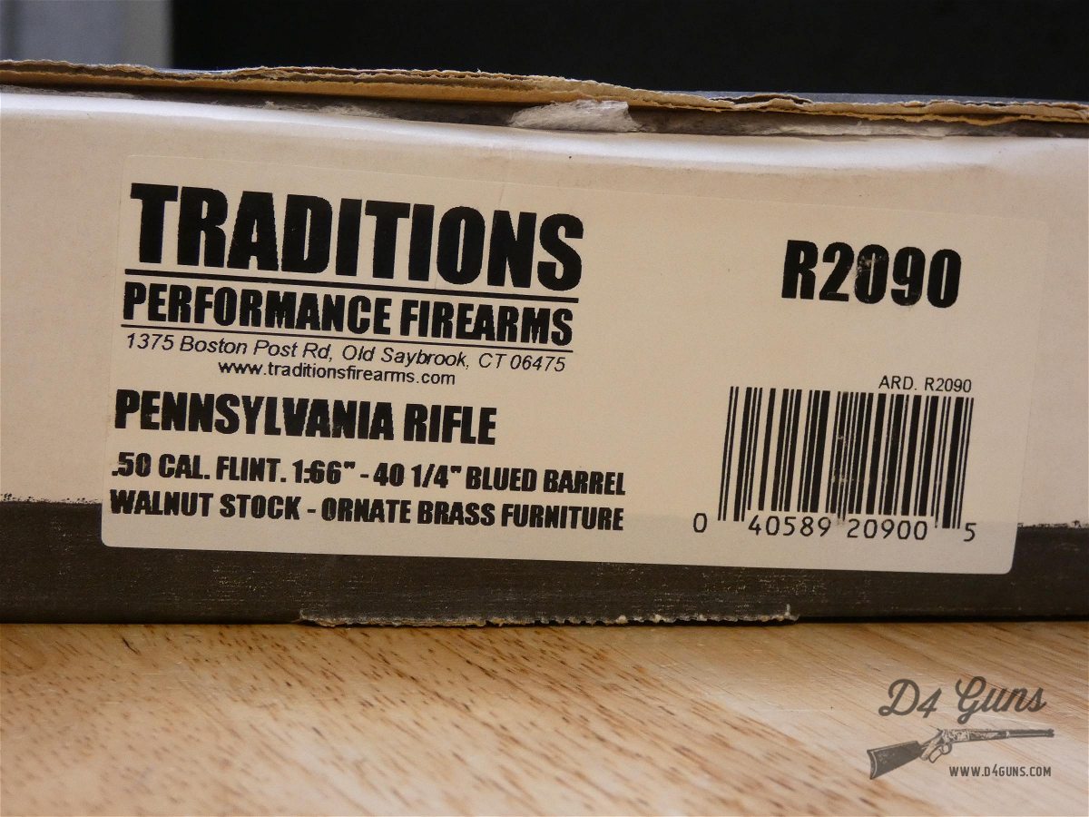 Traditions Pennsylvania Flintlock Rifle - .50 Cal - w/ OG Box - XLNT ...