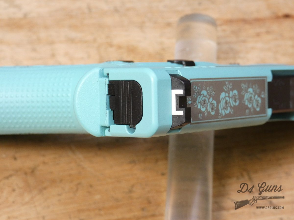 Glock 43X - 9mm - CCW - Tiffany Blue - Glock & Roses - Engraved - w ...