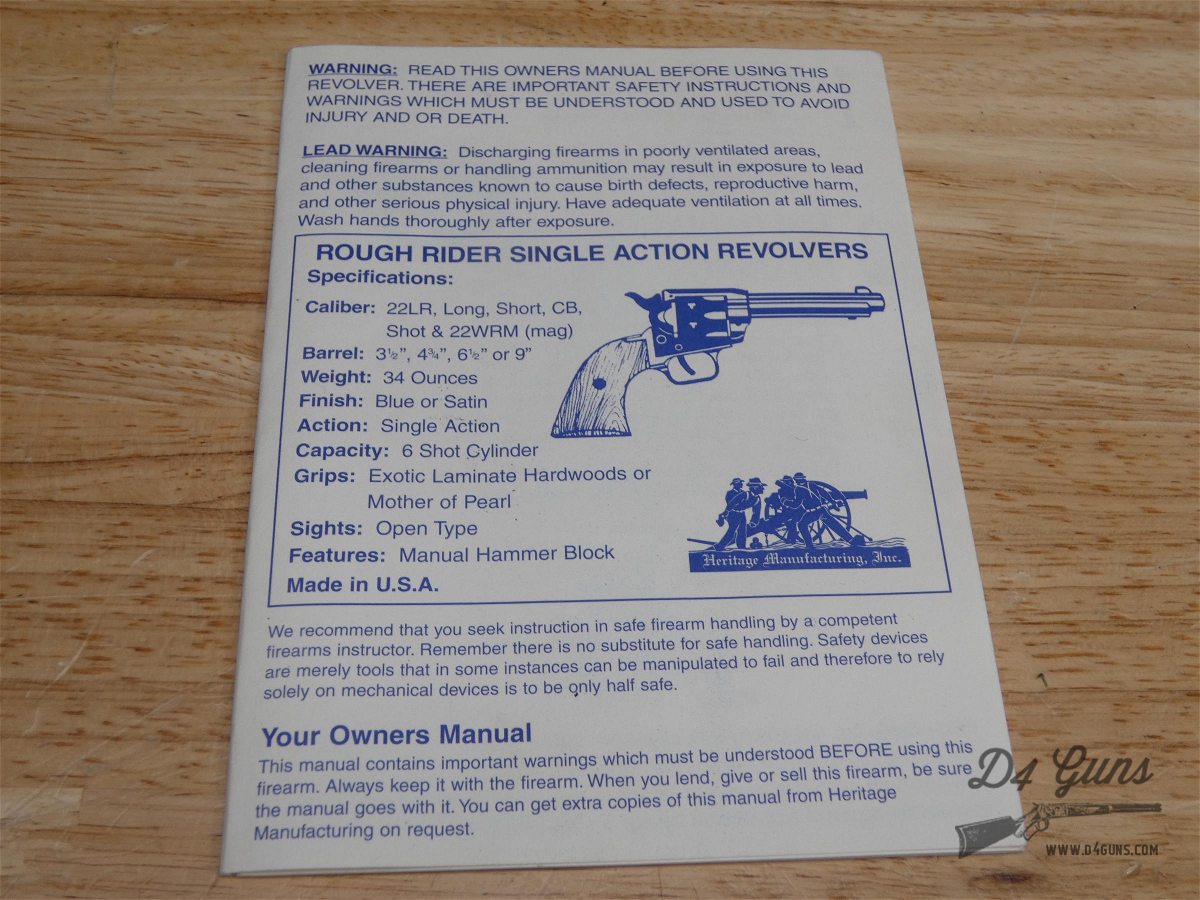 Heritage Rough Rider Convertible - .22 LR & .22 Mag - 2 Cylinders - WMR ...
