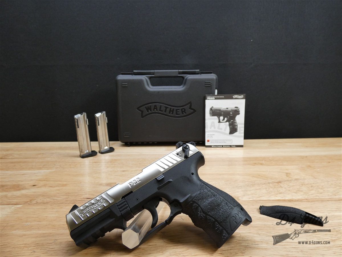 Walther P22 - .22 LR - OG Case + Mags - Mfg Germany - Nickel Slide ...