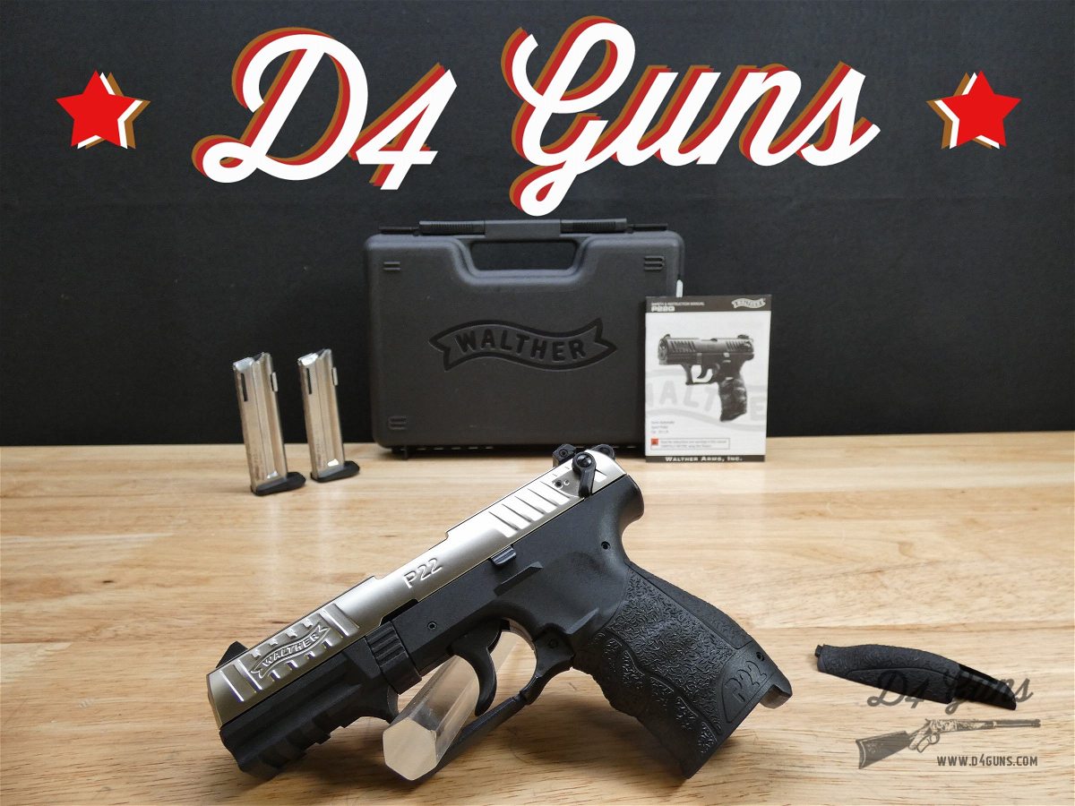 Walther P22 - .22 LR - OG Case + Mags - Mfg Germany - Nickel Slide ...