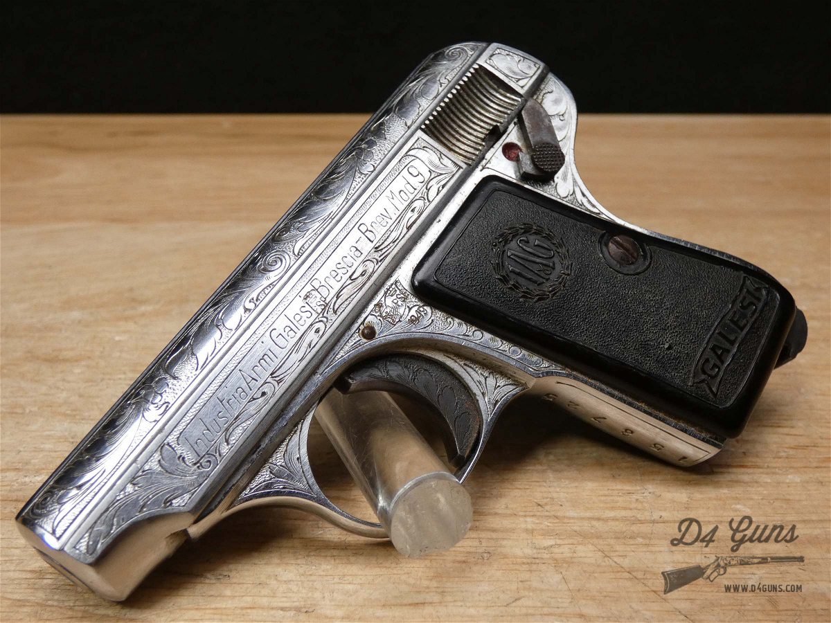 Galesi Model 9 - .25 ACP / 6.35mm - Engraved Nickel - MFG 1949 - IAG ...