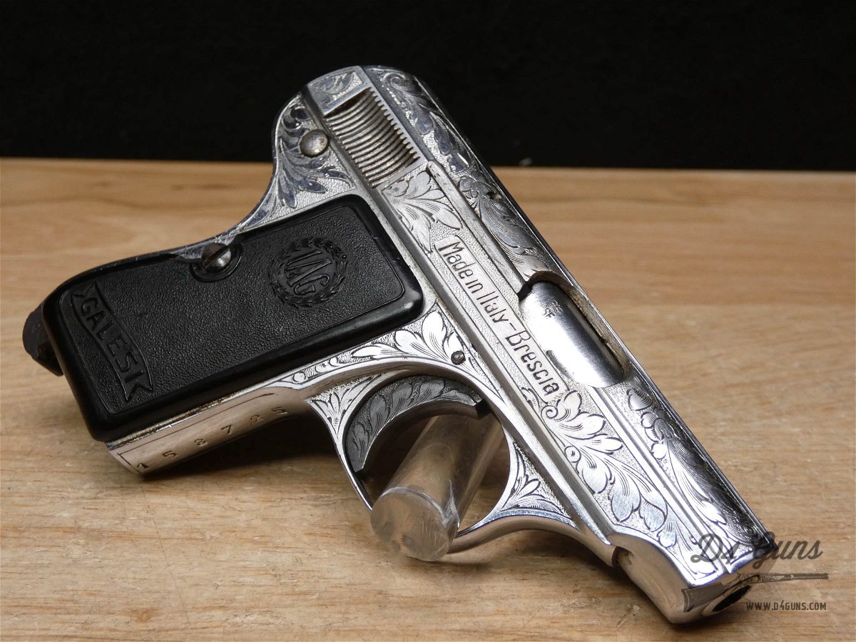 Galesi Model 9 - .25 ACP / 6.35mm - Engraved Nickel - MFG 1949 - IAG ...