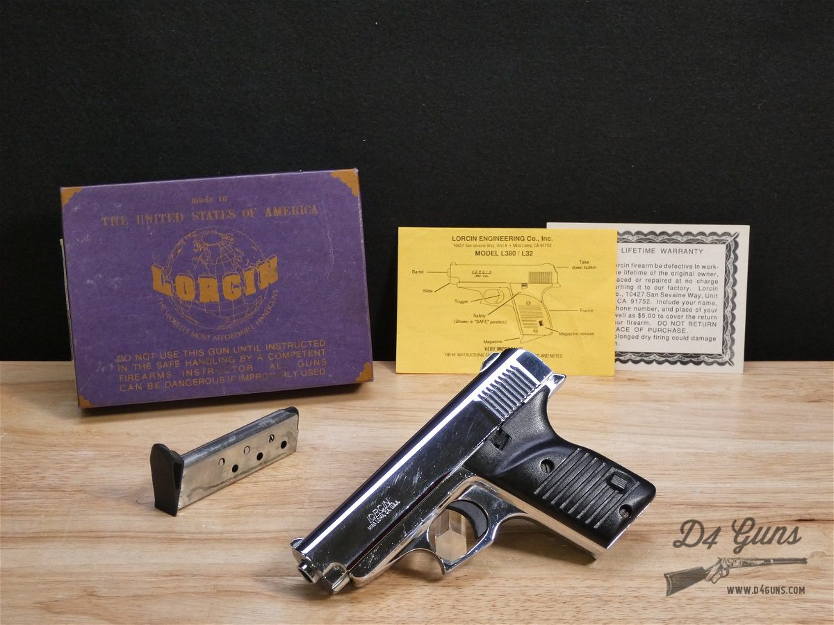 Lorcin Model L380 - .380 ACP - w/ OG Box & Magazine - 7rd - Chrome ...