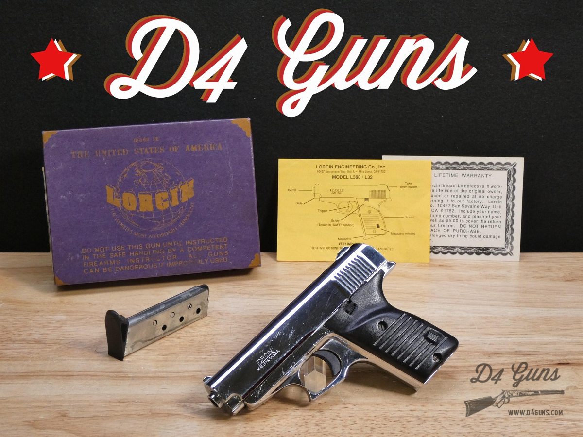 Lorcin Model L380 - .380 ACP - w/ OG Box & Magazine - 7rd - Chrome ...