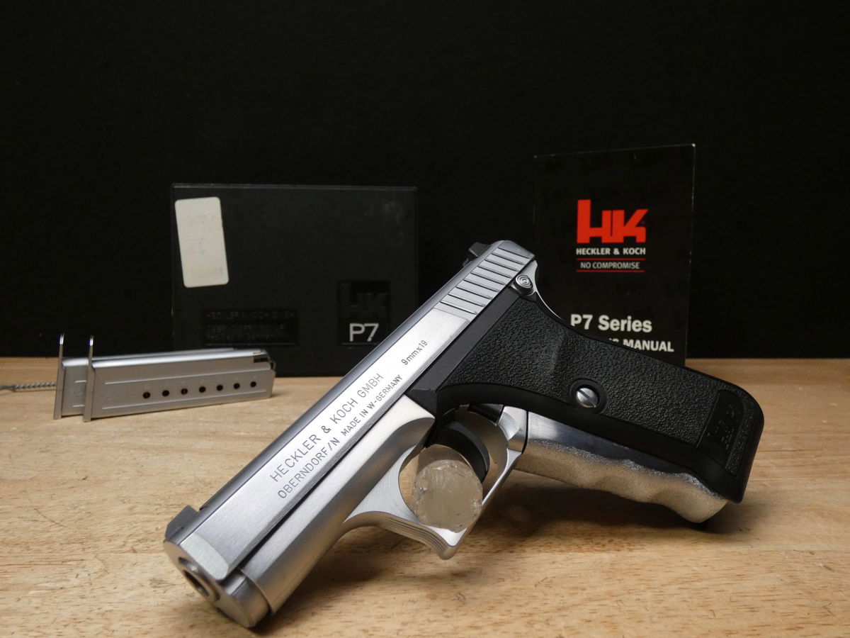 HK P7 PSP - Hard Chrome - 9mm - H&K - 2 Mags - NDS 318 - MFG 1987 - OG Box - Semi Auto Pistols ...