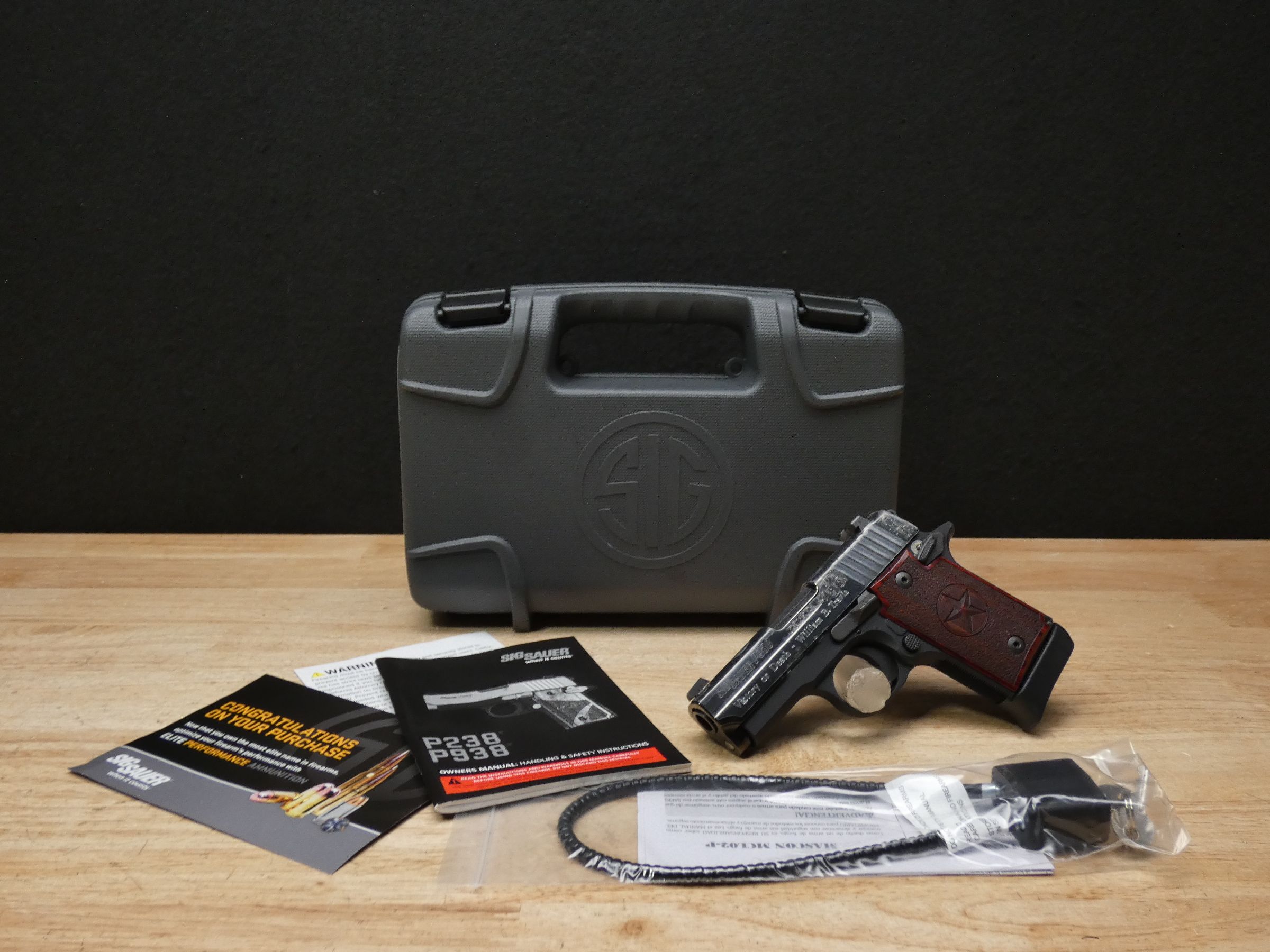Sig Sauer P938 Texas Silver Engraved - 9mm - XLNT LIKE NEW - 938 Nitron ...