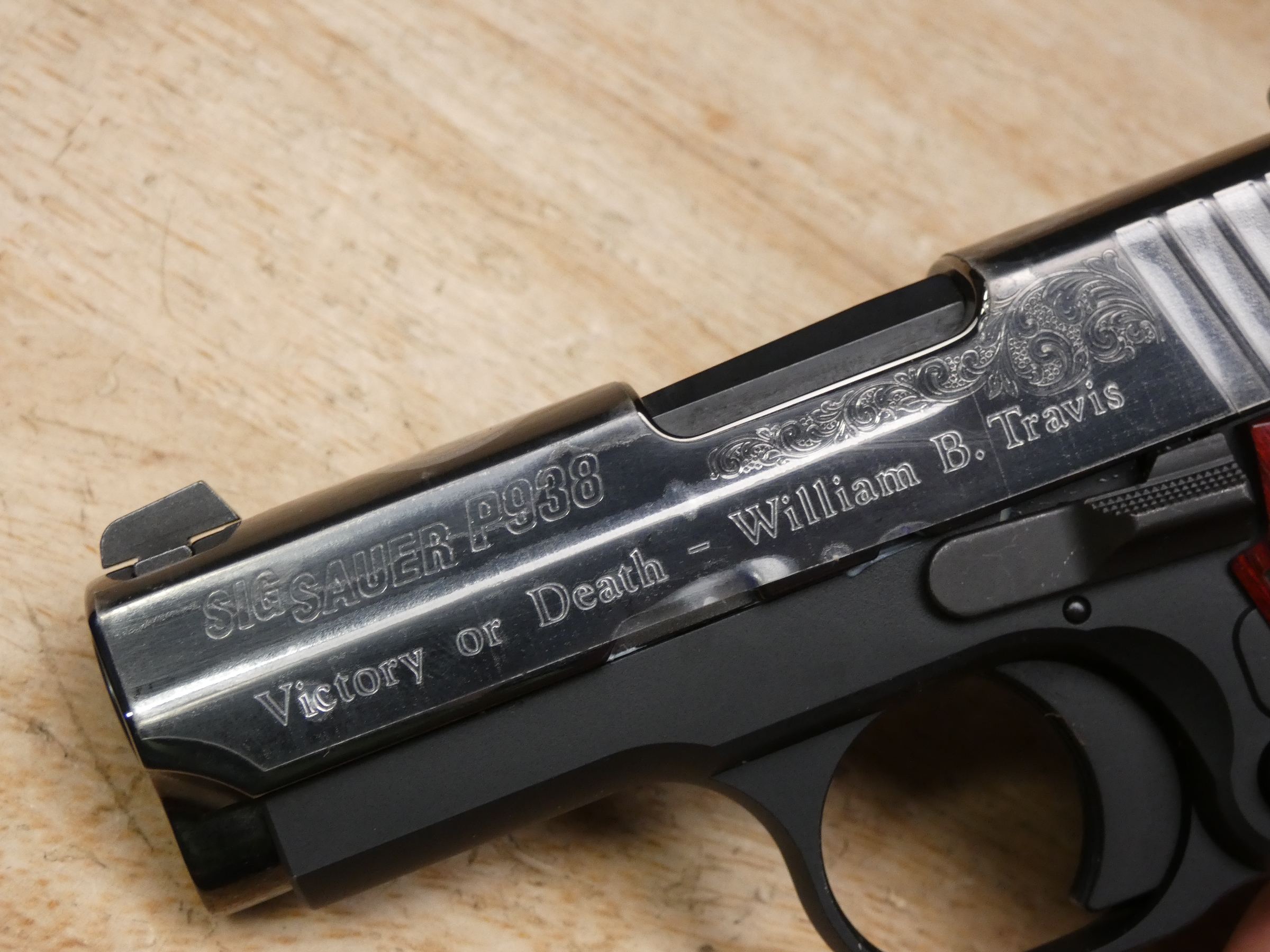 Sig Sauer P938 Texas Silver Engraved - 9mm - XLNT LIKE NEW - 938 Nitron ...